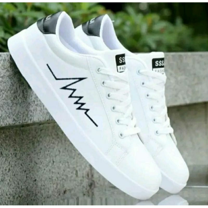 Jual sepatu sneaker pria dan wanita putih polos ter laris bisa cod | Shopee Indonesia