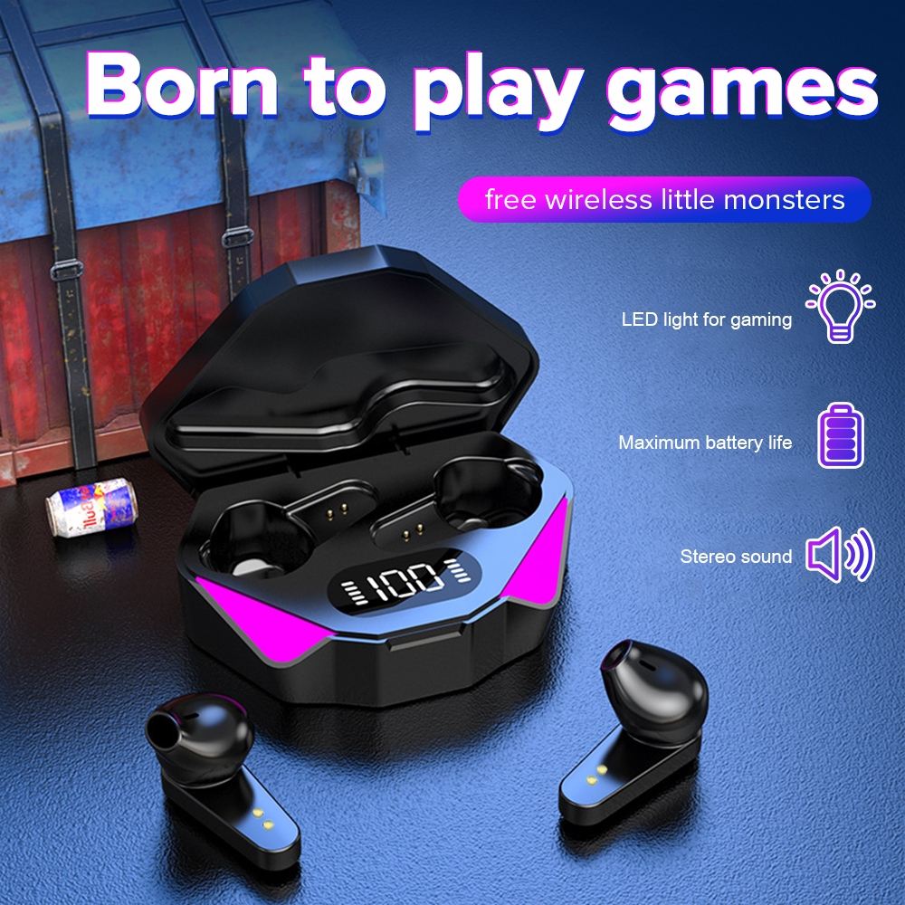 Jual TWS Gaming Headset X15/M28/M90 Pro Wireless Bluetooth 0-latency Earphone LED Smart Display ...