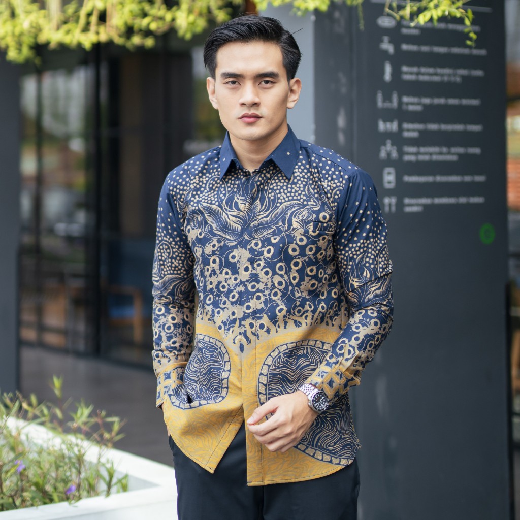 Jual Nathan Kemeja Batik Cowok Pria Slimfit Lengan Panjang Premium ...