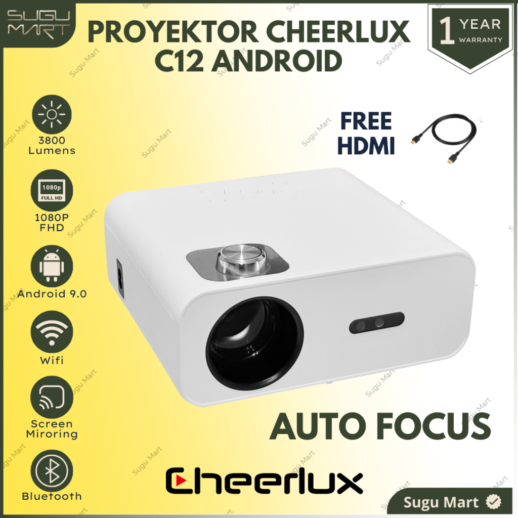 Jual Proyektor Mini Led Cheerlux C12 Android 3800 Lumens Full HD 1080P ...