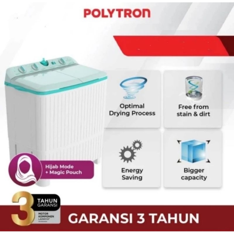 Jual Mesin Cuci Polytron Twin Tub 8kg PWM-8076 | 2 tabung PWM8076 hijab ...