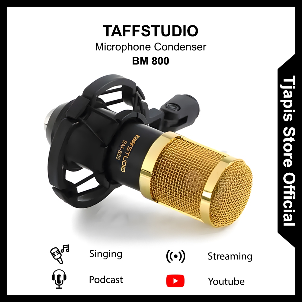 Jual MIC CONDENSER BM 800 TAFFSTUDIO PROFESIONAL 3.5MM KABEL REKAMAN ...