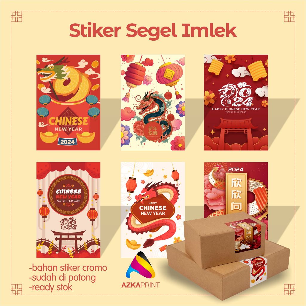 Jual [CROMO A3] Stiker segel Imlek naga - Sticker chinese new year ...