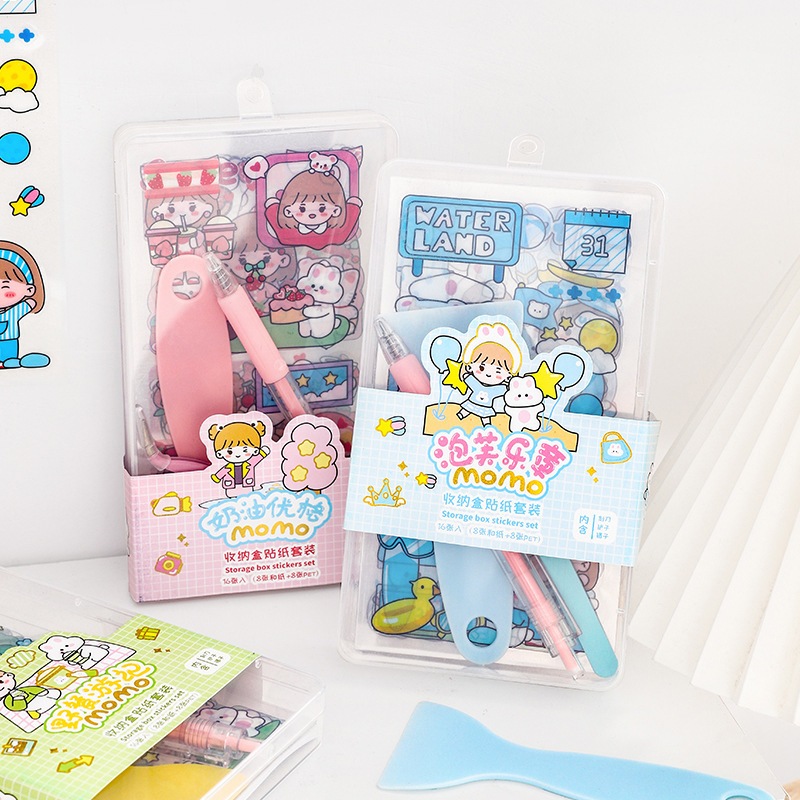 Jual MOMO Sticker Set Storage Box Kit Paket Kotak Sticker isi 16 lembar ...