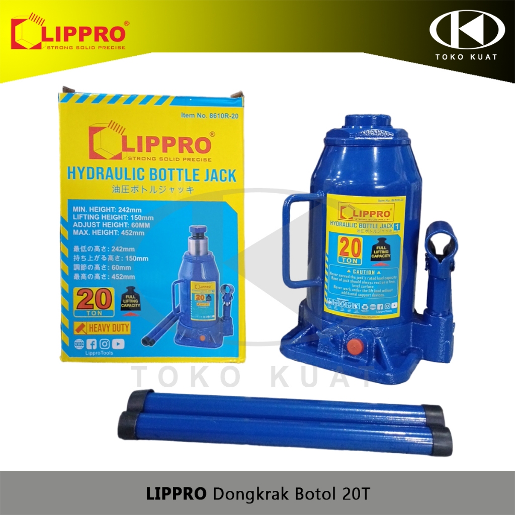 Jual Dongkrak Botol 20T LIPPRO Hydraulic Bottle Jack 20Ton Mobil Heavy ...