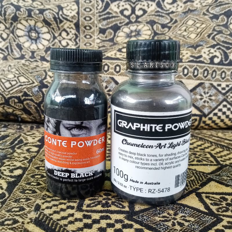Jual Graphite powder 100gram/Conte powder deep black 60ml | Shopee ...