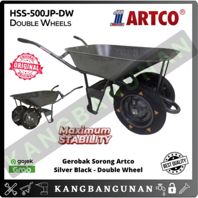 Jual ARTCO Gerobak Sorong Dorong Dua Roda Dua Ban Cor Original Silver ...
