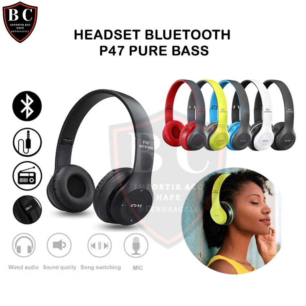 Jual KODE X2X HEADSET BLUETOOTH P47 PURE BASS EARPHONE BLUETOOTH BANDO P47 WIRELESS | Shopee ...