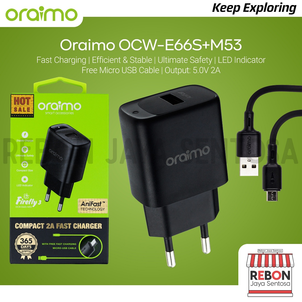 Jual Charger Oraimo Micro OCW-E66S+M53 | Shopee Indonesia
