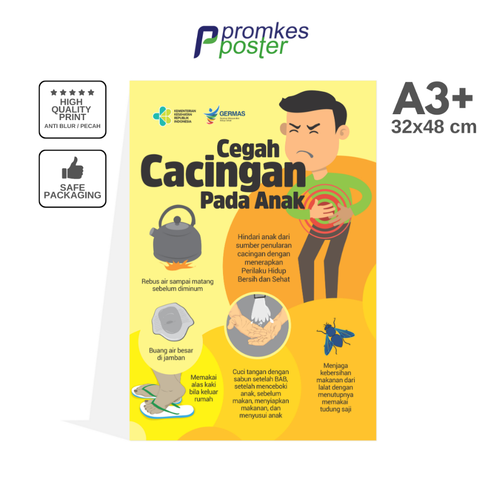Jual Poster Kesehatan cegah cacingan pada anak | Shopee Indonesia