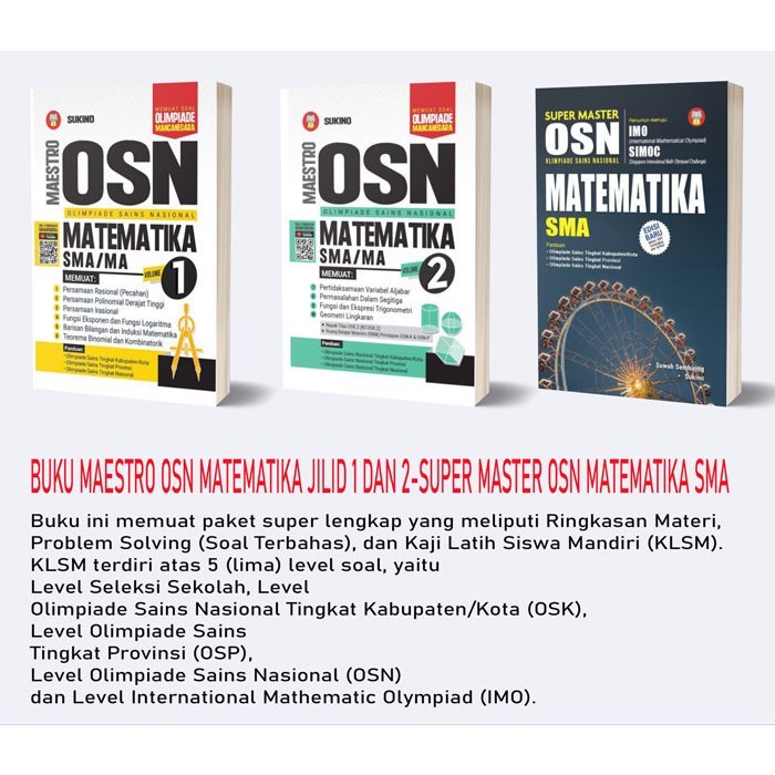 Jual BUKU MAESTRO OSN MATEMATIKA SMA JILID 1-MAESTRO OSN MATEMATIKA SMA JILID 2-MASTER OSN ...