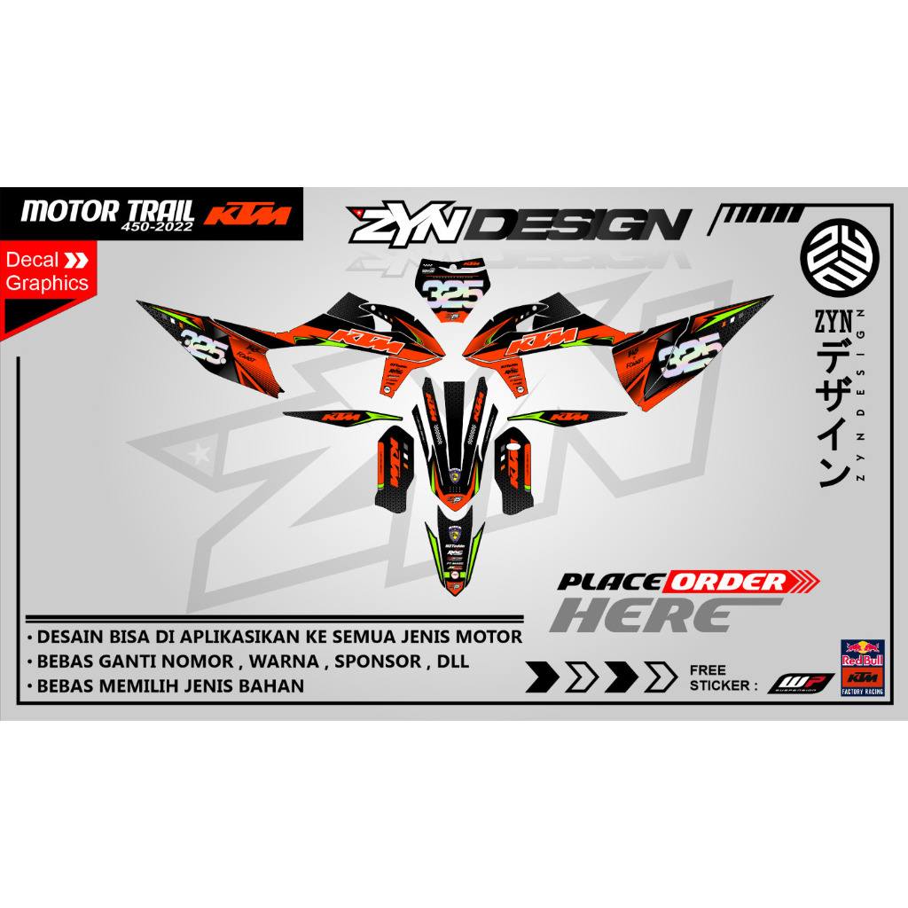 Jual STIKER DECAL TRAIL 450 2022 KTM ORANGE FLOW | Shopee Indonesia