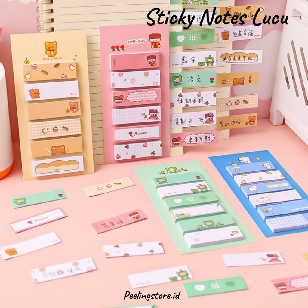 Jual Sticky Notes Lucu 6IN1 Tempelan Kertas Catatan 120 Lembar Notes ...