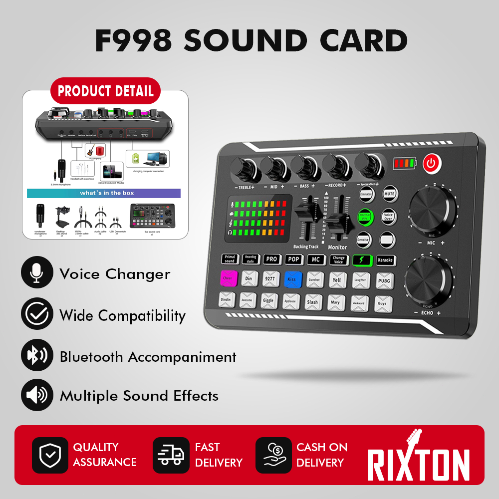Jual RIXTON Audio Mixer V8 V8s F998 Soundcard External Sound Card For Recording Microphone ...