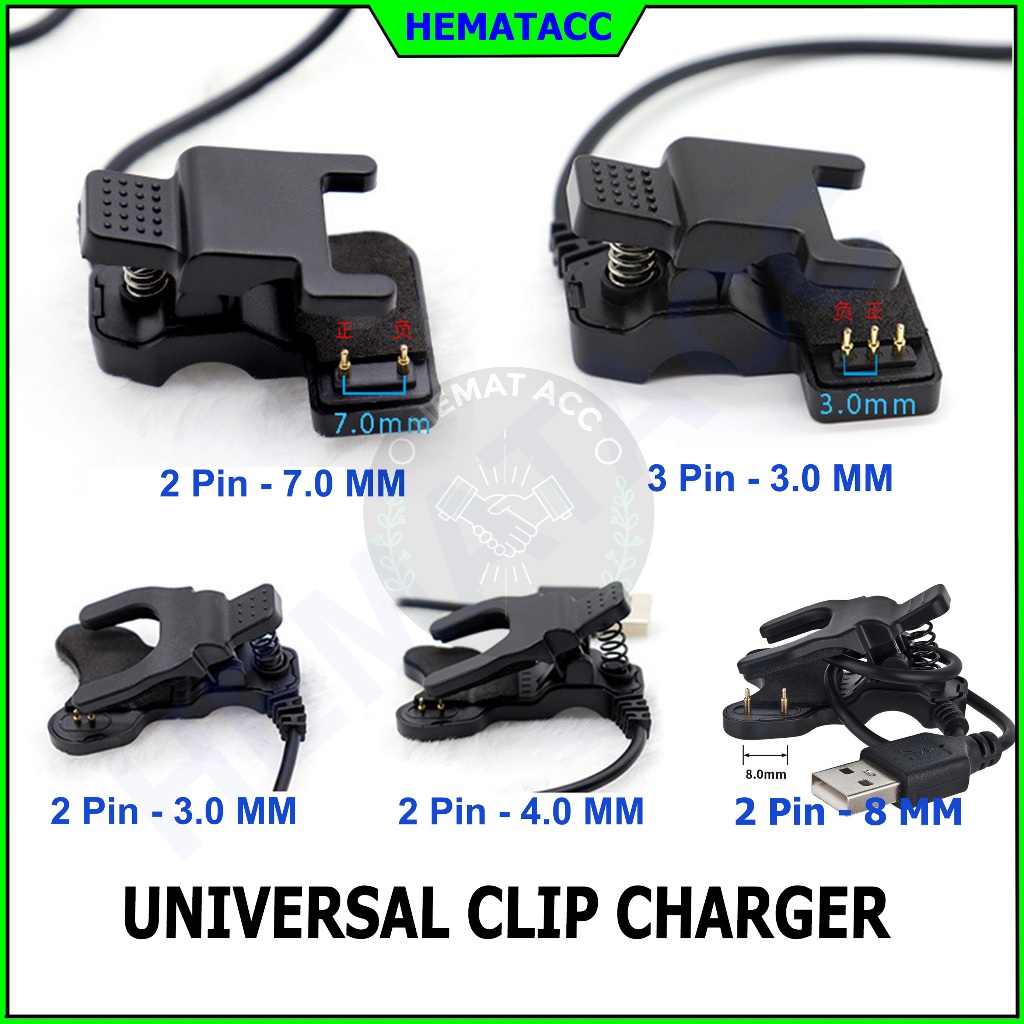 Jual Universal Kabel Charger Jam Smartwatch Jepit 2 Pin 3mm 4mm 7mm 8mm ...