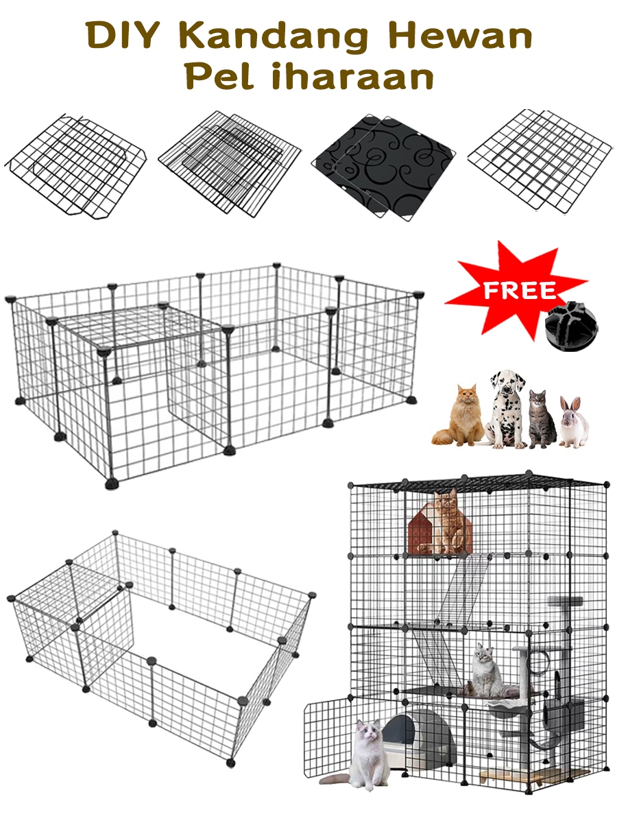 Jual Kandang Hewan Pagar Kucing Diy Kandang Kucing Anjing Besi Hitam ...