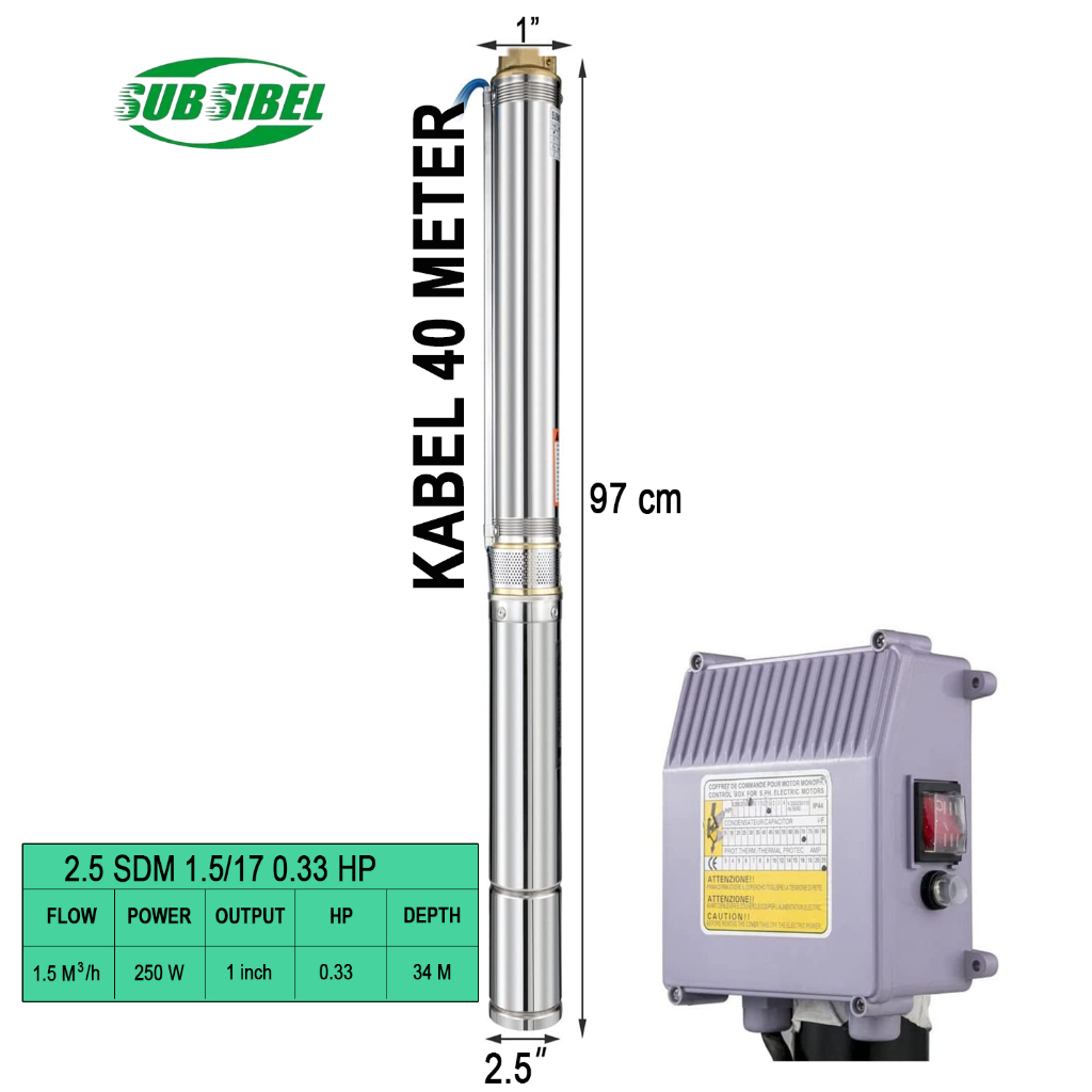 Jual Pompa Sibel SUBSIBEL PUMP Pompa Air Sumur Dalam Type 2.5SDM 1.5/17 ...