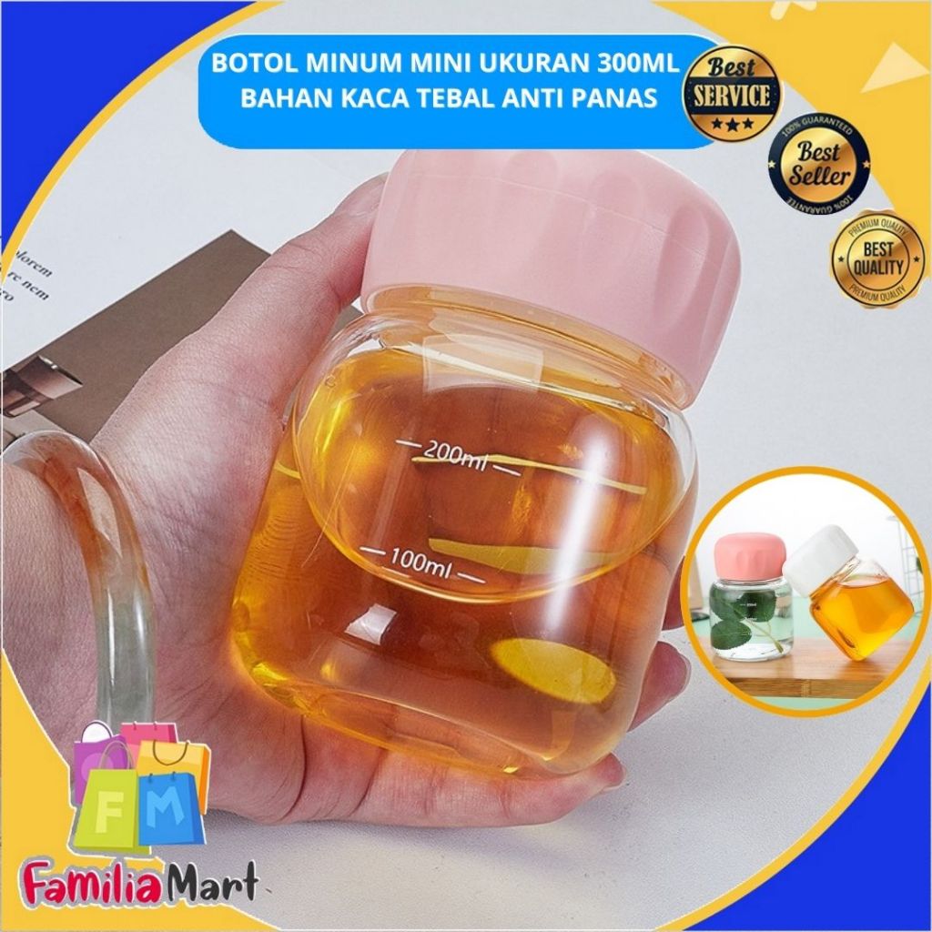 Jual BOTOL MINUM MINI UKURAN 300ML BAHAN KACA TEBAL ANTI PANAS / MINI ...
