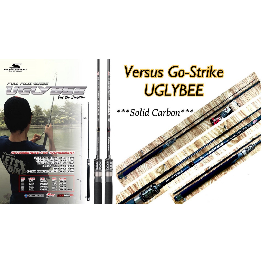 Jual ALAT PANCING JORAN SPINNING GO-STRIKE VERSUS UGLY BEE SOLID CARBON ...
