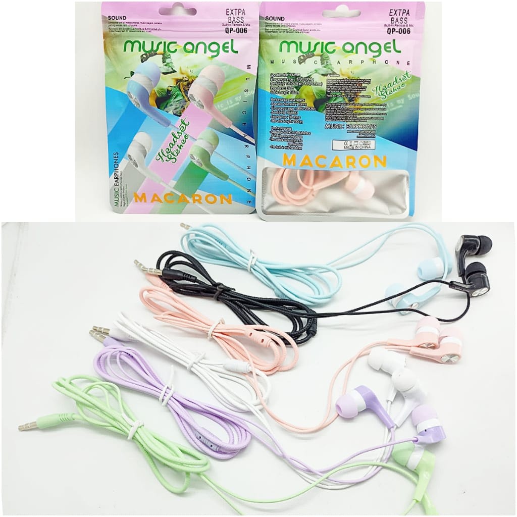 Jual Handsfree Headset Music Angel Macaron Non Mic Earphone Color Hifi ...