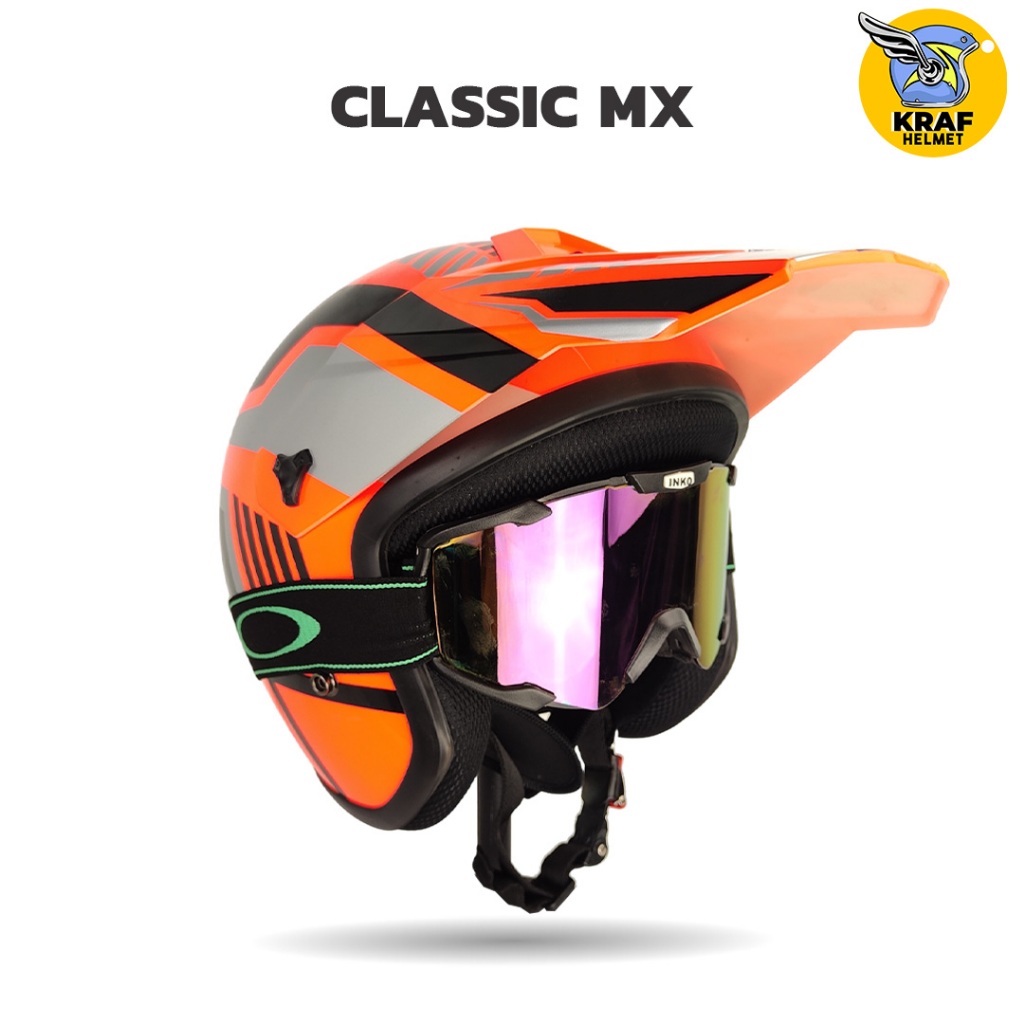 Jual Paket Helm Export Cross Classic MX Motif + Kacamata INKO | Helm ...