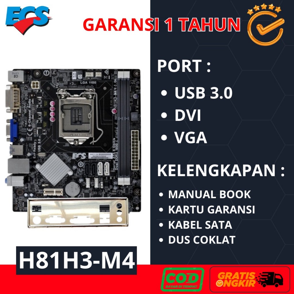 Jual MOBO MAINBOARD LGA 1150 DDR3 H81 ECS | Shopee Indonesia