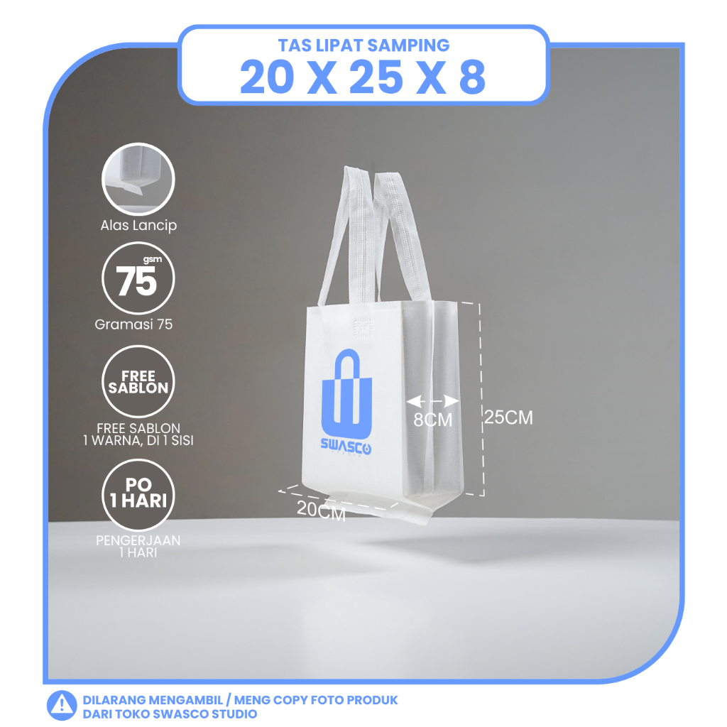 Jual TAS SPUNBOND LIPAT SAMPING 20X25 (SABLON COSTOM) UNTUK TAS ...
