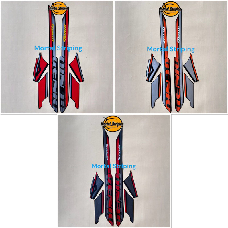 Jual STIKER STRIPING LIS BODY GENIO 110 2023 2024 HITAM MERAH SILVER ...