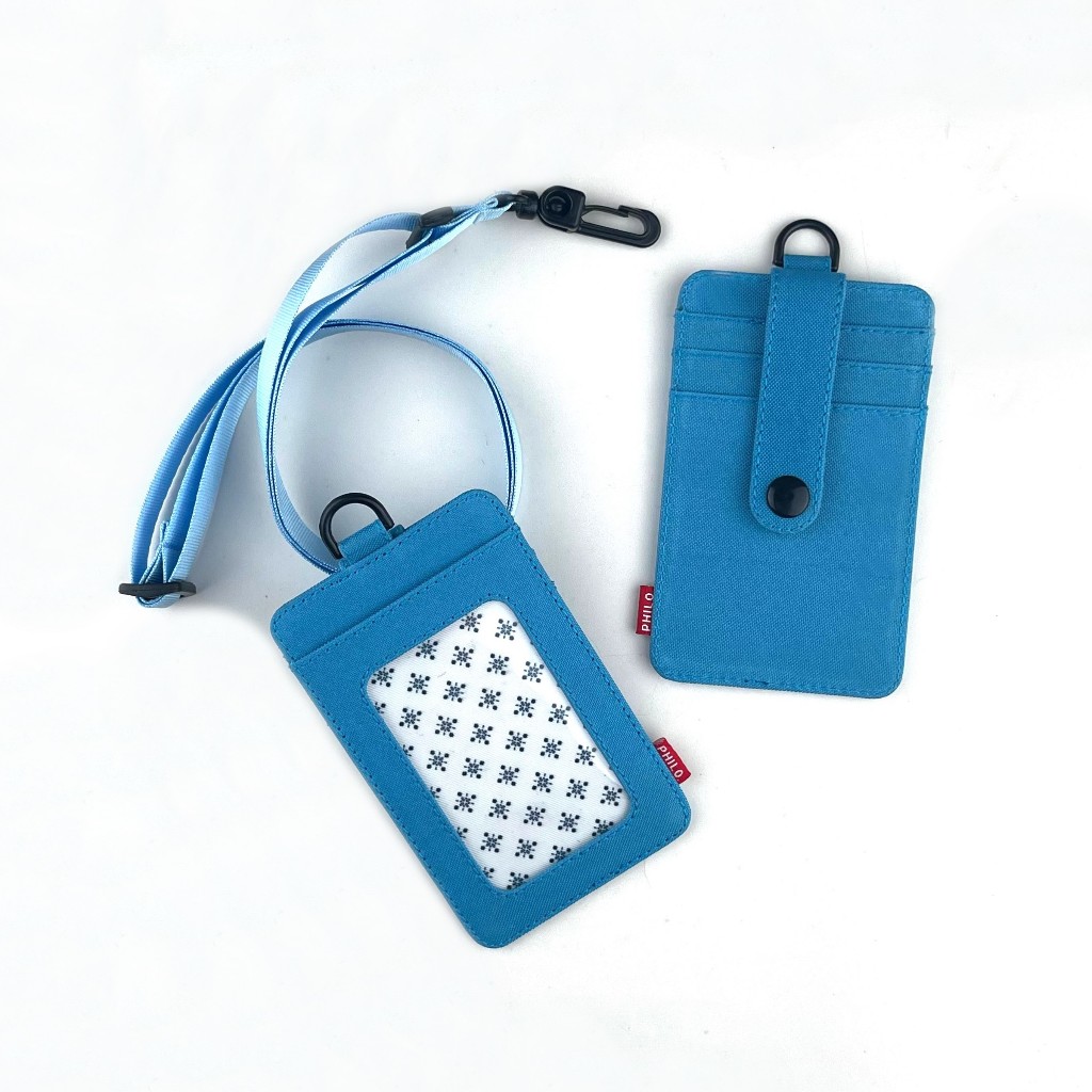 Jual ID card holder dompet gantung name tag kartu lanyard kantor kain ...