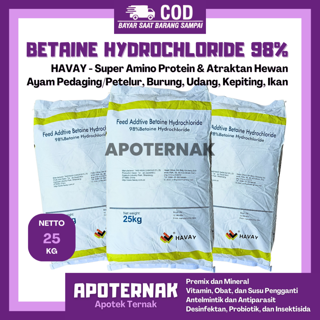 Jual BETAINE HCL PAKAN HAVAY 25kg - Betain Ternak Super Amino Protein ...