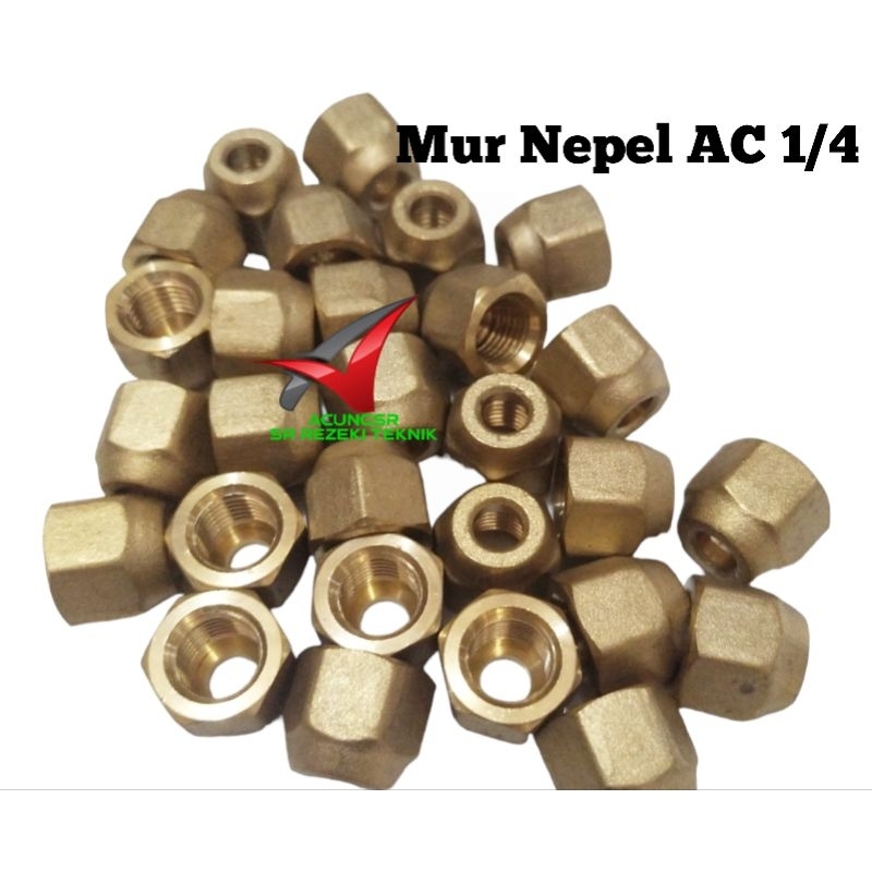 Jual Mur Nepel AC 1/4 Kuningan Tebal | Shopee Indonesia