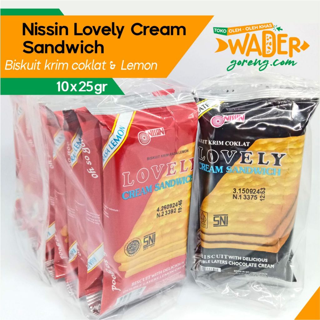 Jual Nissin Lovely Cream Sandwich cokelat dan lemon biskuit krim 25 ...