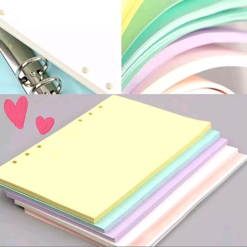 Jual 50 Lembar Kertas Binder A6,Tebal 80 GSM , MIX 5 Warna Polos ...
