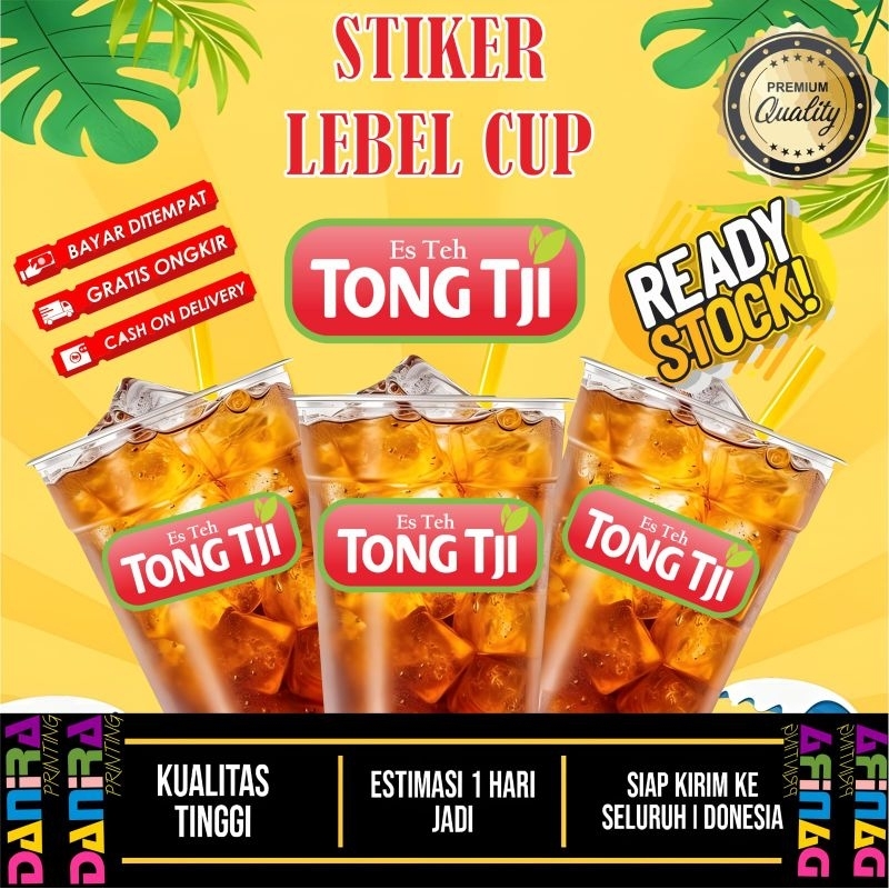Jual Stiker Lebel Cup es teh tongtji sudah di potong tinggal tempel di ...