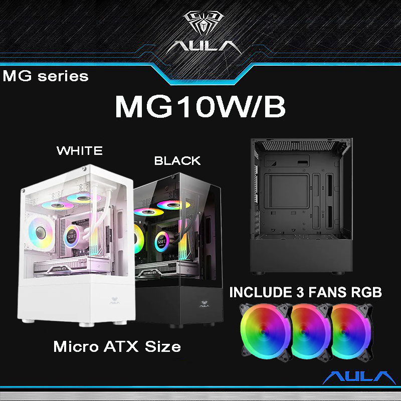 Jual Casing Komputer Gaming Aula MG10 M-ATX Tempered Glass Free 3Fan ...