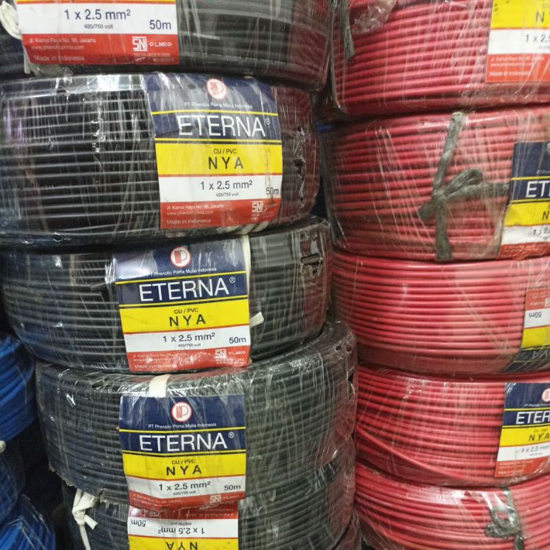 Jual Kabel Eterna NYA 1x2,5mm @50m 1x2.5mm isi tunggal | Shopee Indonesia