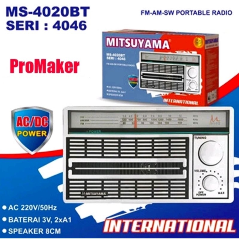 Jual Radio Mitsuyama MS 4046 Radio FM AM SW Portable AC/DC Radio Klasik ...