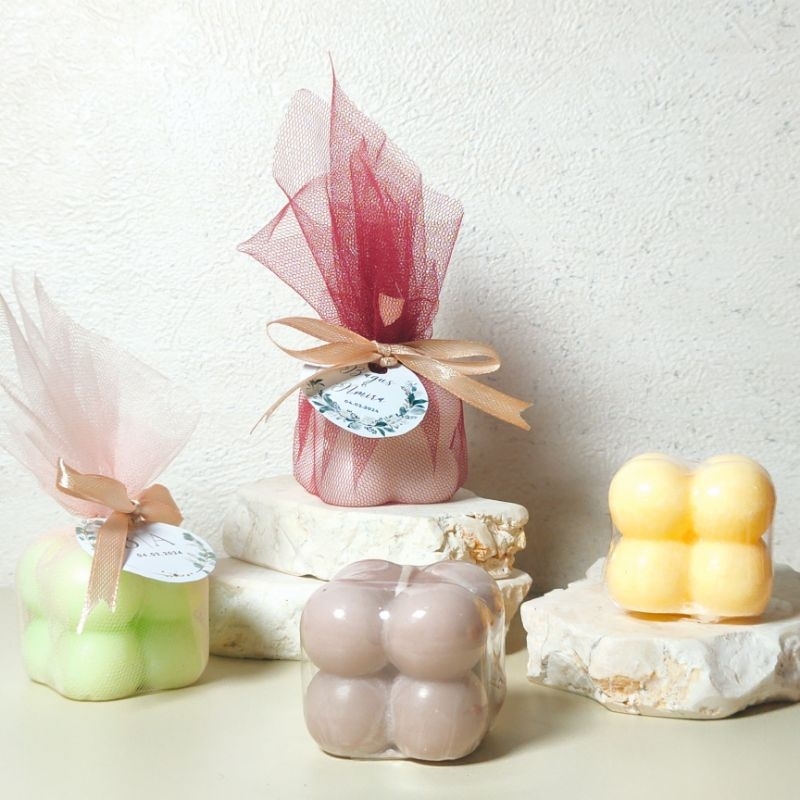 Jual SOUVENIR PERNIKAHAN ACARA LILIN AROMATERAPI CUSTOM CUBE BUBBLE ...