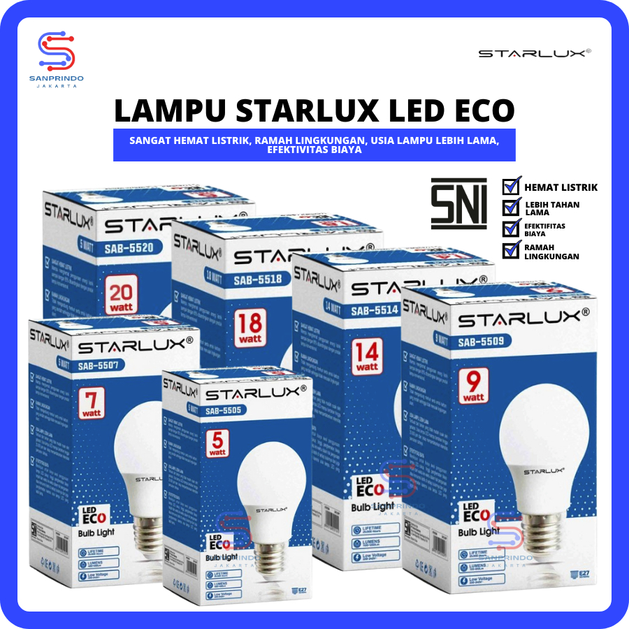 Jual Starlux ECO Lampu Led Bulb Light Putih Bohlam Lampu SNI Cahaya Putih | Shopee Indonesia