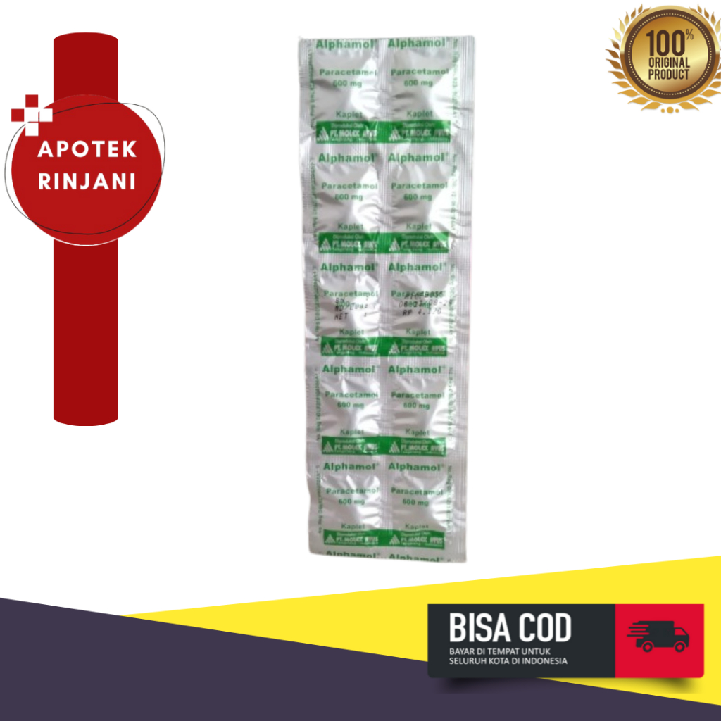 Jual ALPHAMOL PARACETAMOL 600 MG PENURUN DEMAM (10 KAPLET) | Shopee ...