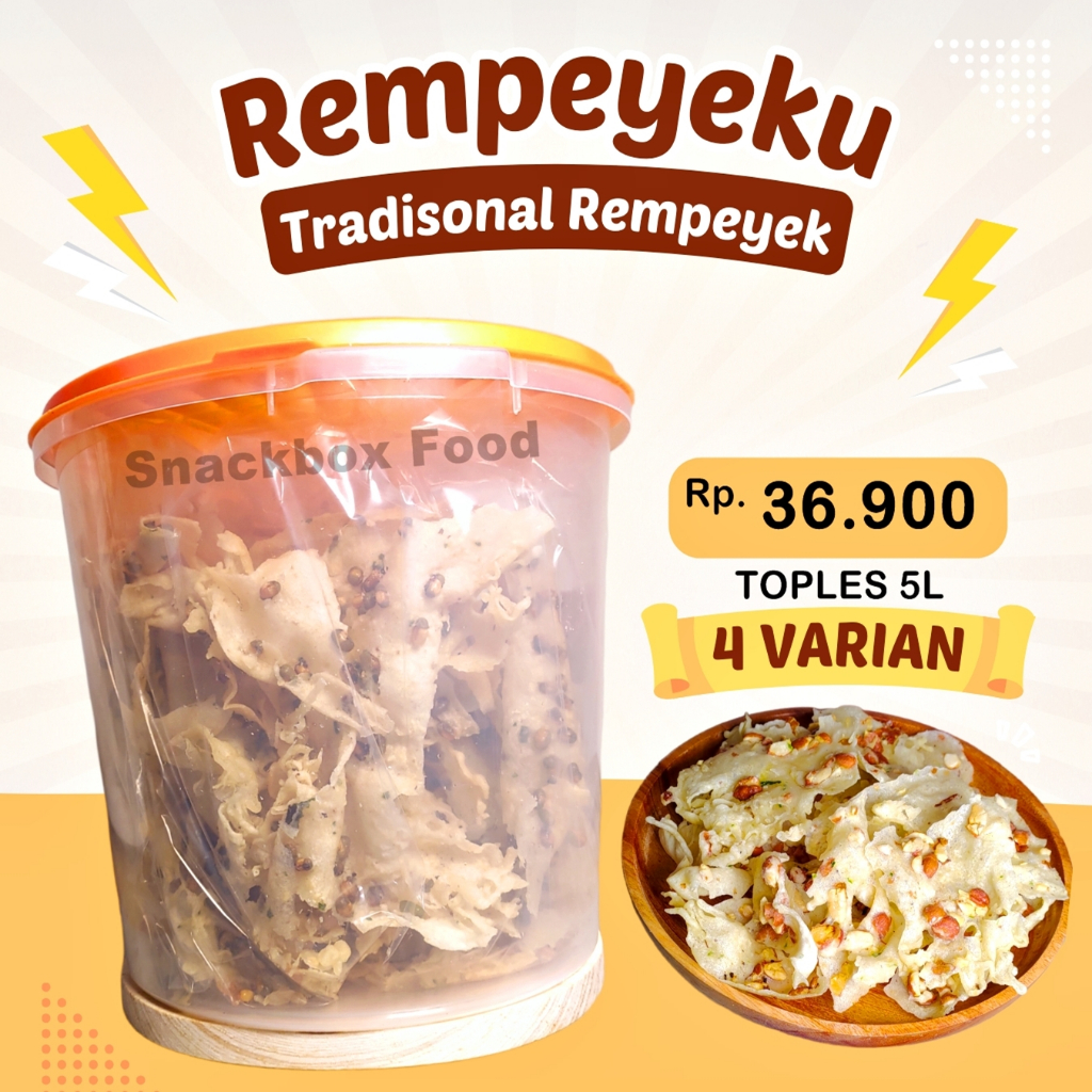 Jual Rempeyeku Peyek Toples 5liter - Peyek kacang, peyek rebon, peyek ...
