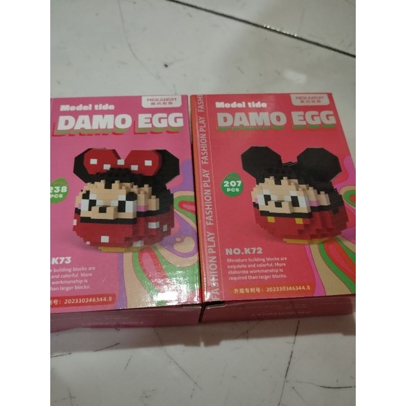 Jual diy mainan balok mickey minnie damo egg block brick couple lego merah imlek | Shopee Indonesia
