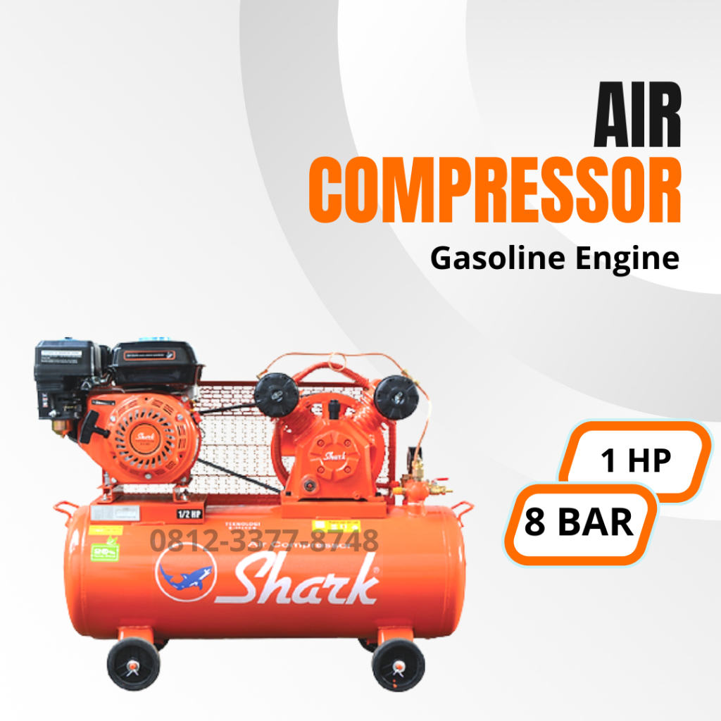 Jual Shark Air Compressor 1 Hp / Gasoline Engine 1 PK Kompresor Udara 8 ...