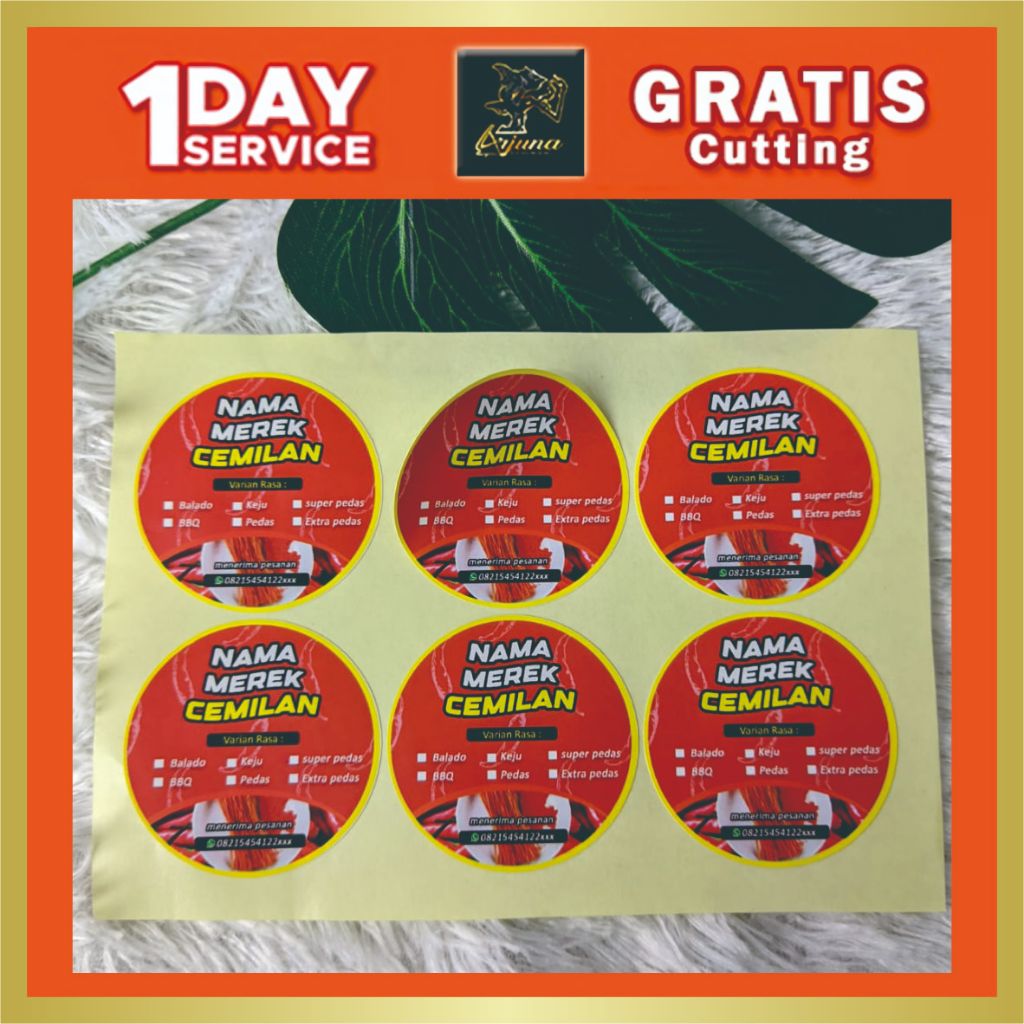 Jual Stiker Label Makanan Bulat Custom Sticker Cemilan Snack Ringan ...