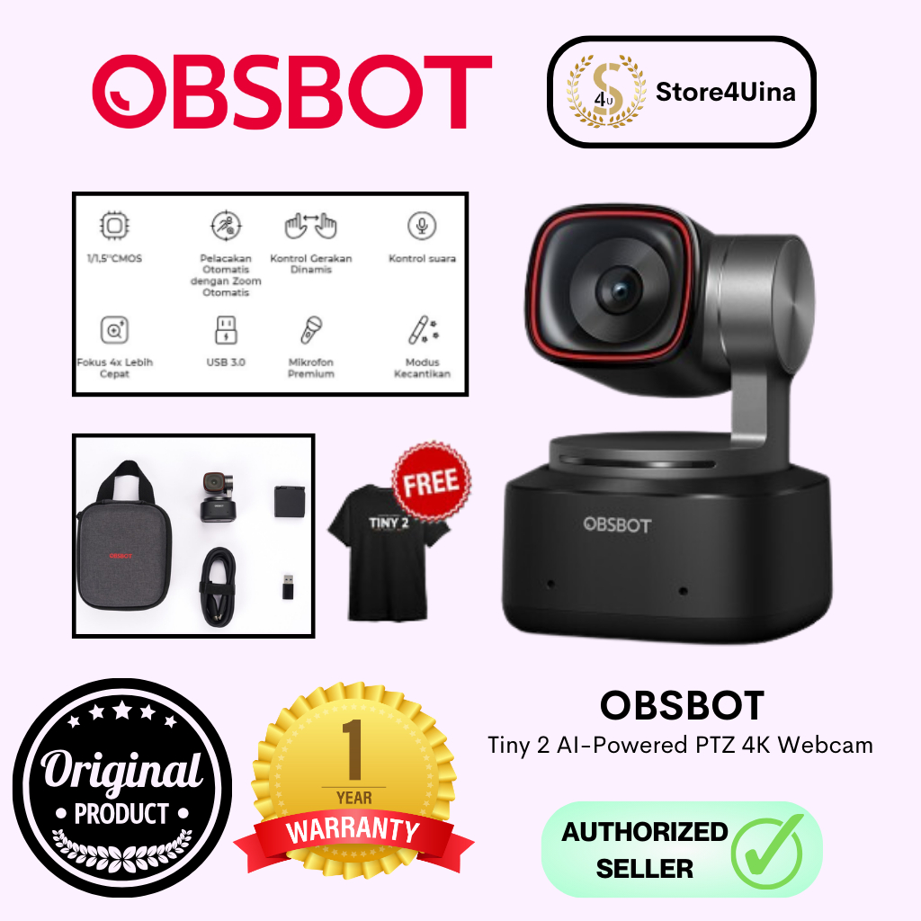 Jual OBSBOT Tiny 2 AI-Powered PTZ 4K Webcam With AI Tracking | Shopee ...