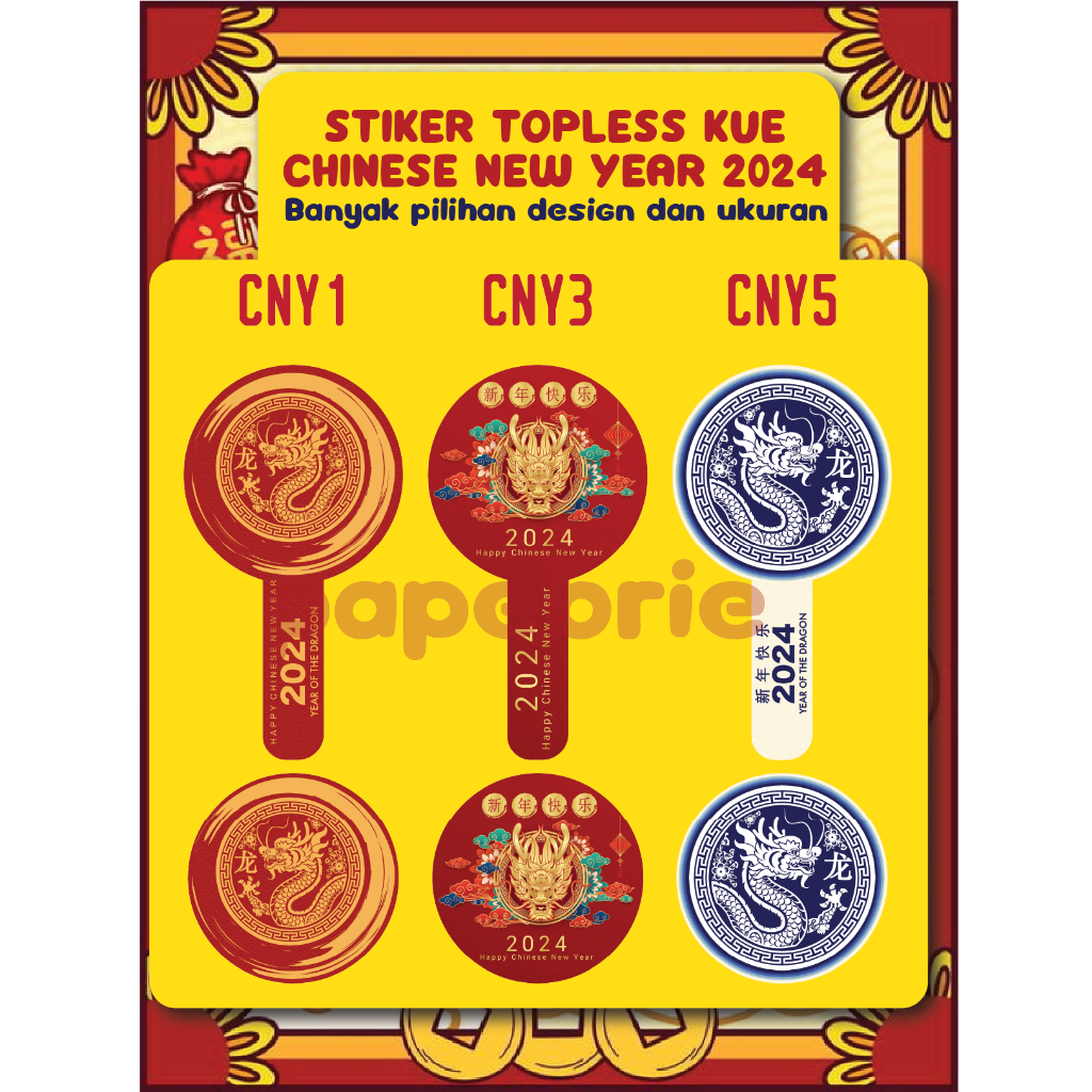 Jual Stiker Toples [ SEGEL IMLEK NAGA ) Kue Chinese New Year Imlek 2024 ...