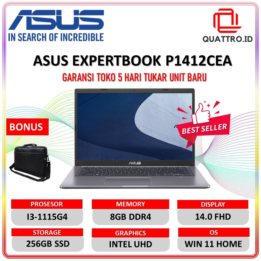 Jual Asus EXPERTBOOK P1412CEA Intel Core i3-1115G4 8GB 512SSD Win11 14. ...