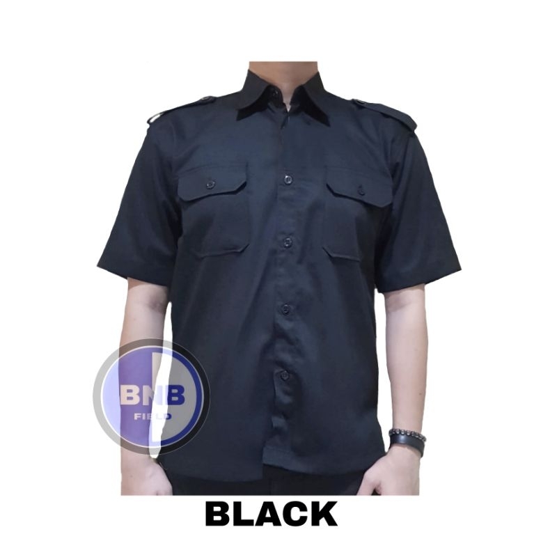 Jual KEMEJA HITAM SERAGAM PDH PDL DENGAN PANGKAT BAHU KANTONG DUA BAHAN ...
