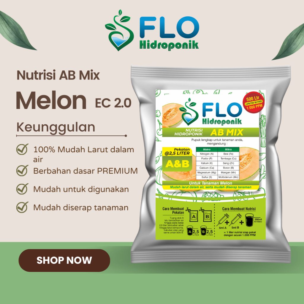 Jual AB Mix Melon 500 Liter Flo Hidroponik Kemasan Baru | Shopee Indonesia