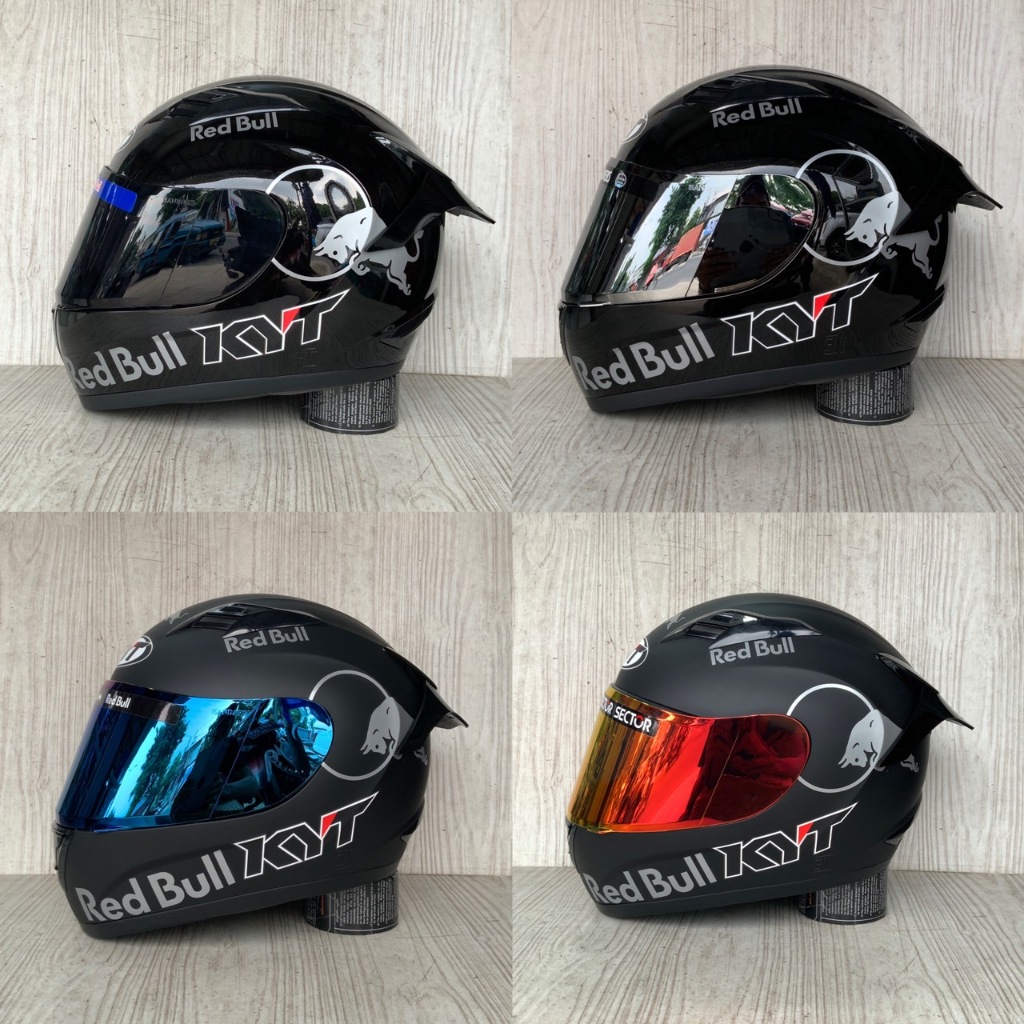 Jual HELM KYT R10 SOLID BLACK REDBULL SILVER PAKET GANTENG | HELM FULL ...